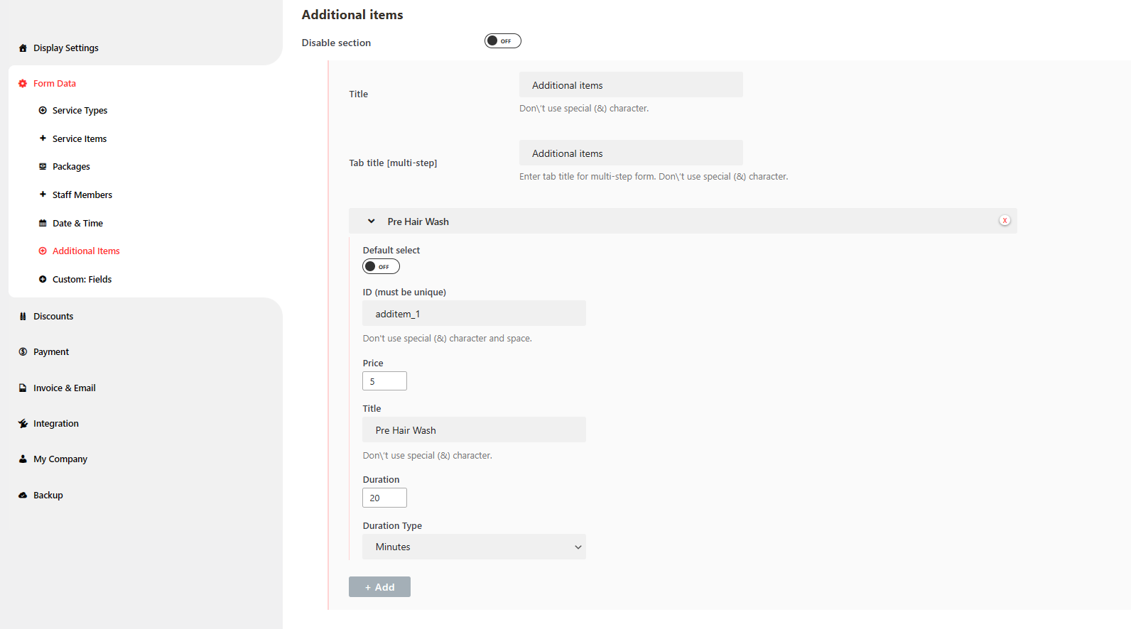 Additional Items - Documentation - Salonly